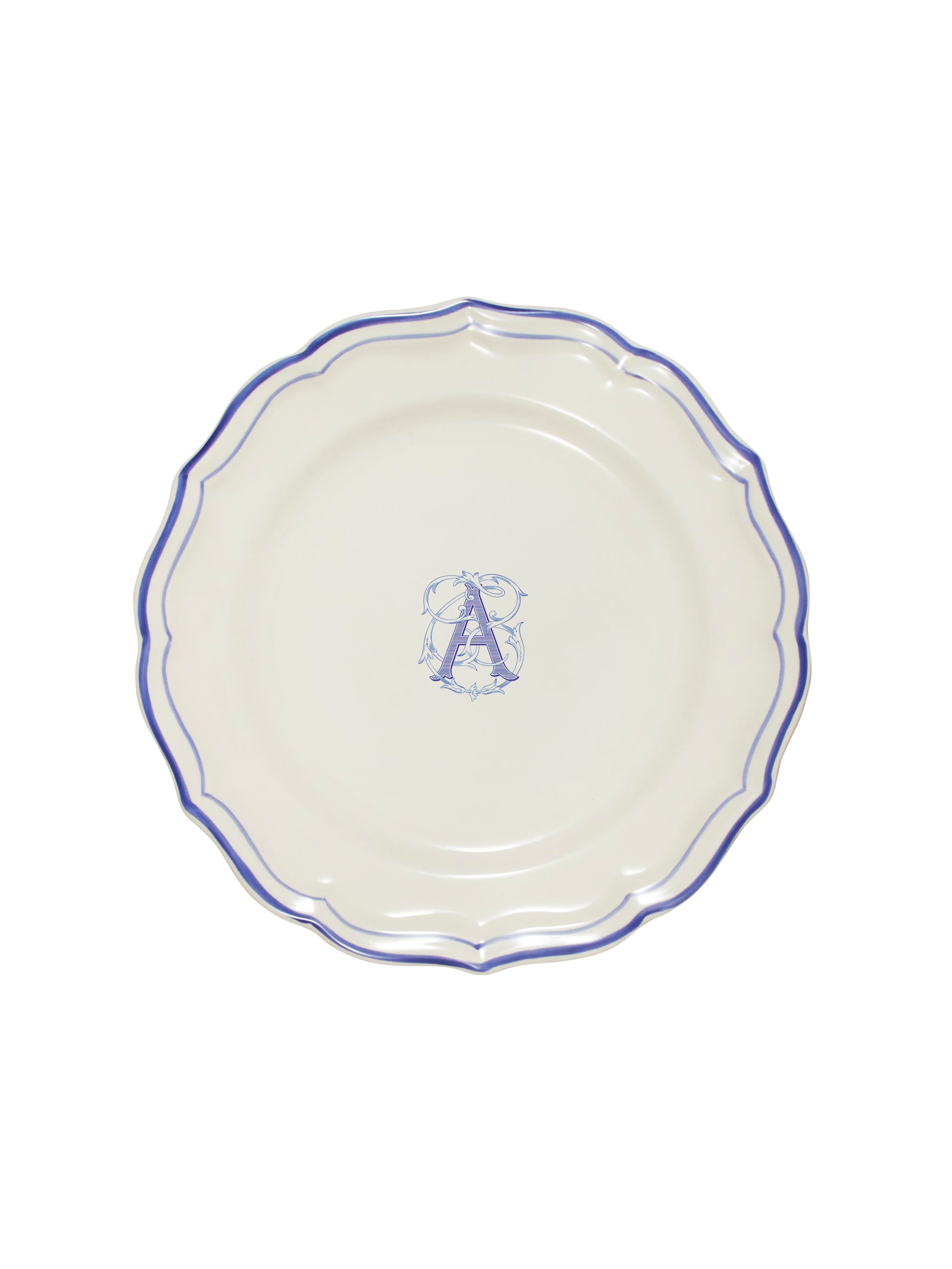 Gien Filet Blue Monogram Dinner Plate | Dinnerware | Weston Table