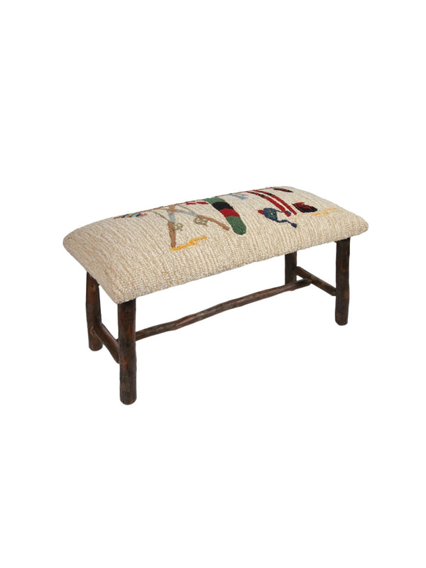 Shop the Ski Rack Hooked Wool Top Bench at Weston Table