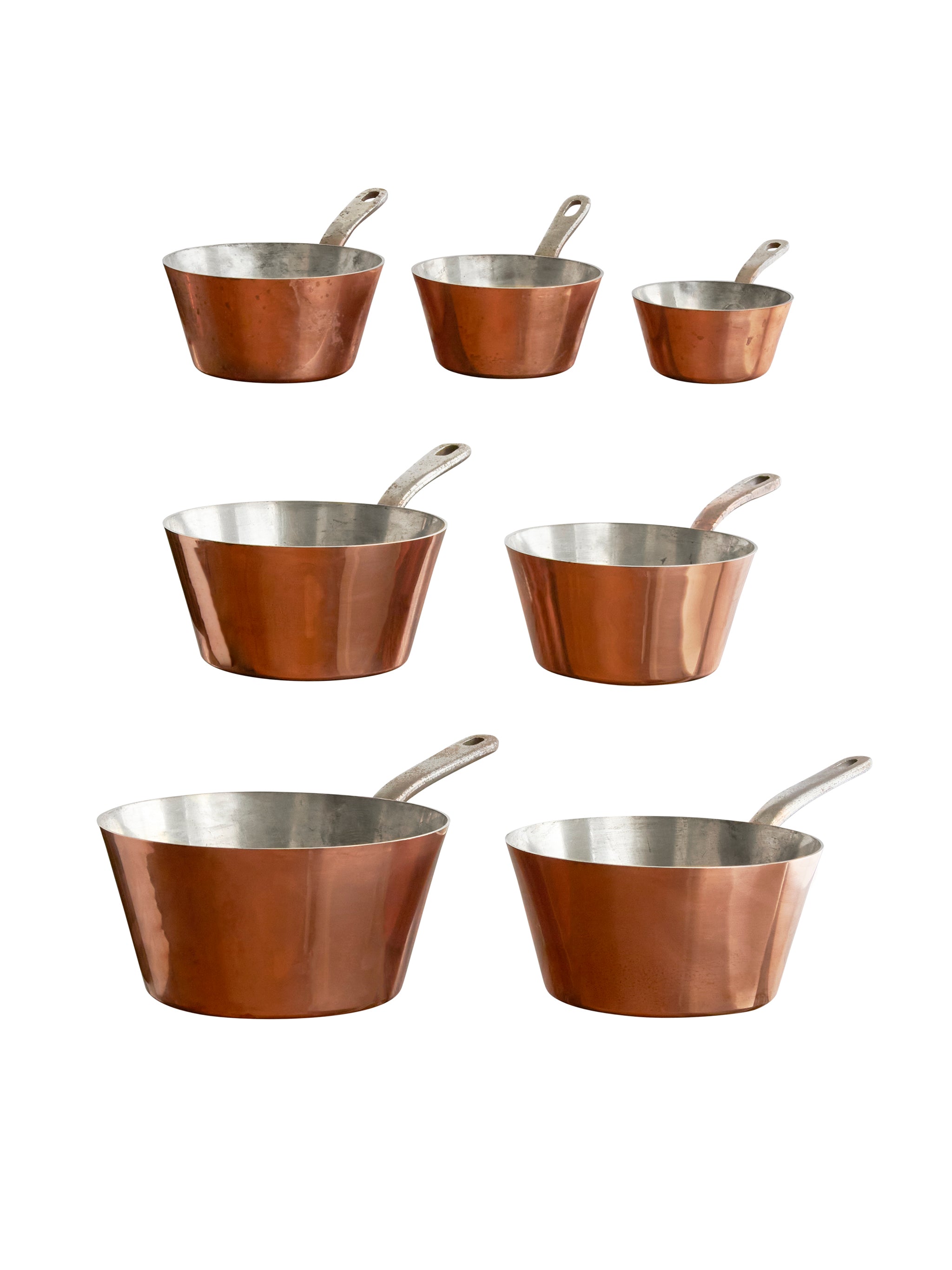 Vintage 1870s Copper Seven Pot Set | Sauce & Saute Pans | Weston Table