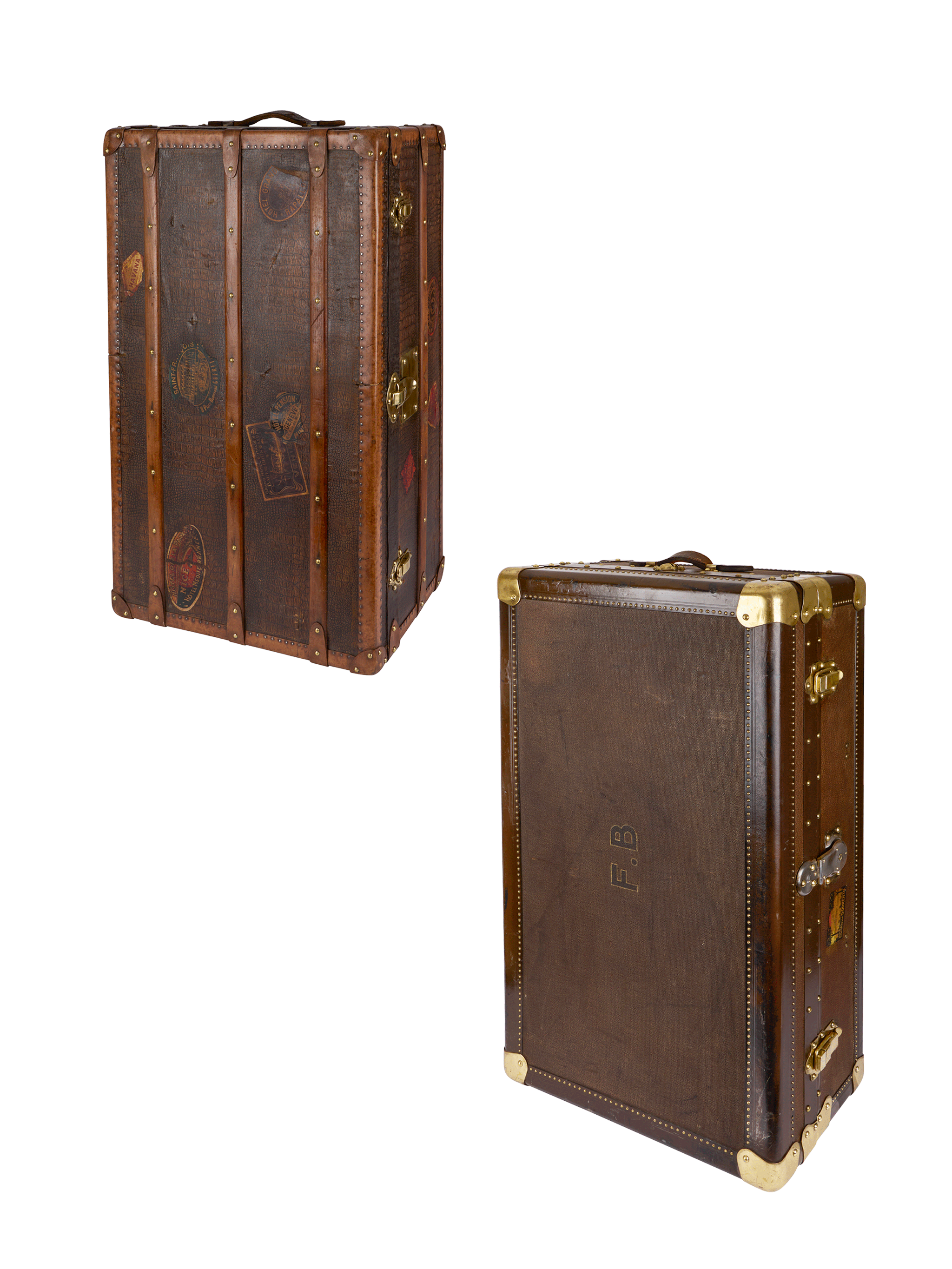 Vintage 1910 French Brass Trimmed Wood Traveler's Trunk | Furniture ...