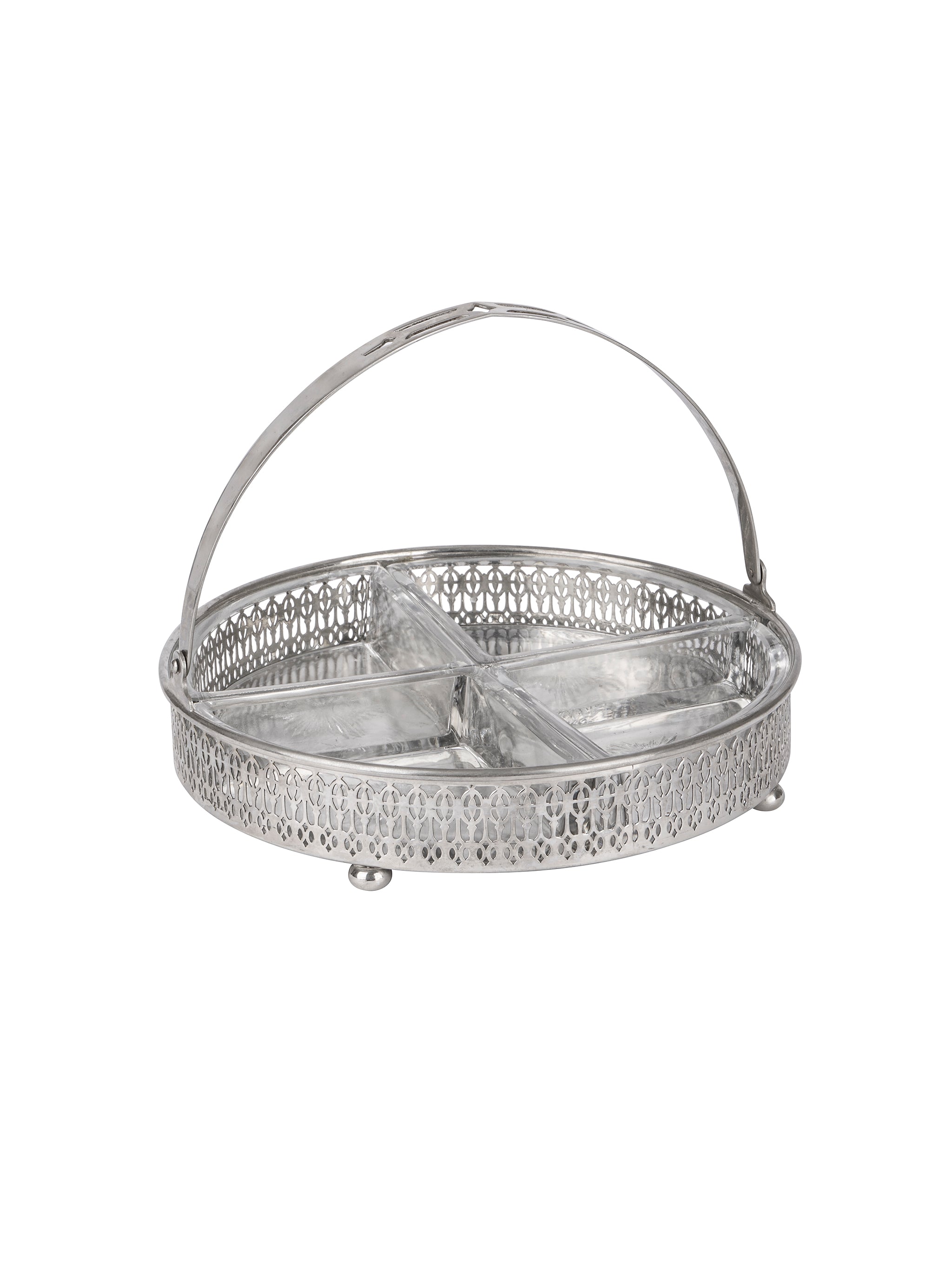 Vintage 1940s Glass and Silver Plate Crudite Tray | Table Service ...