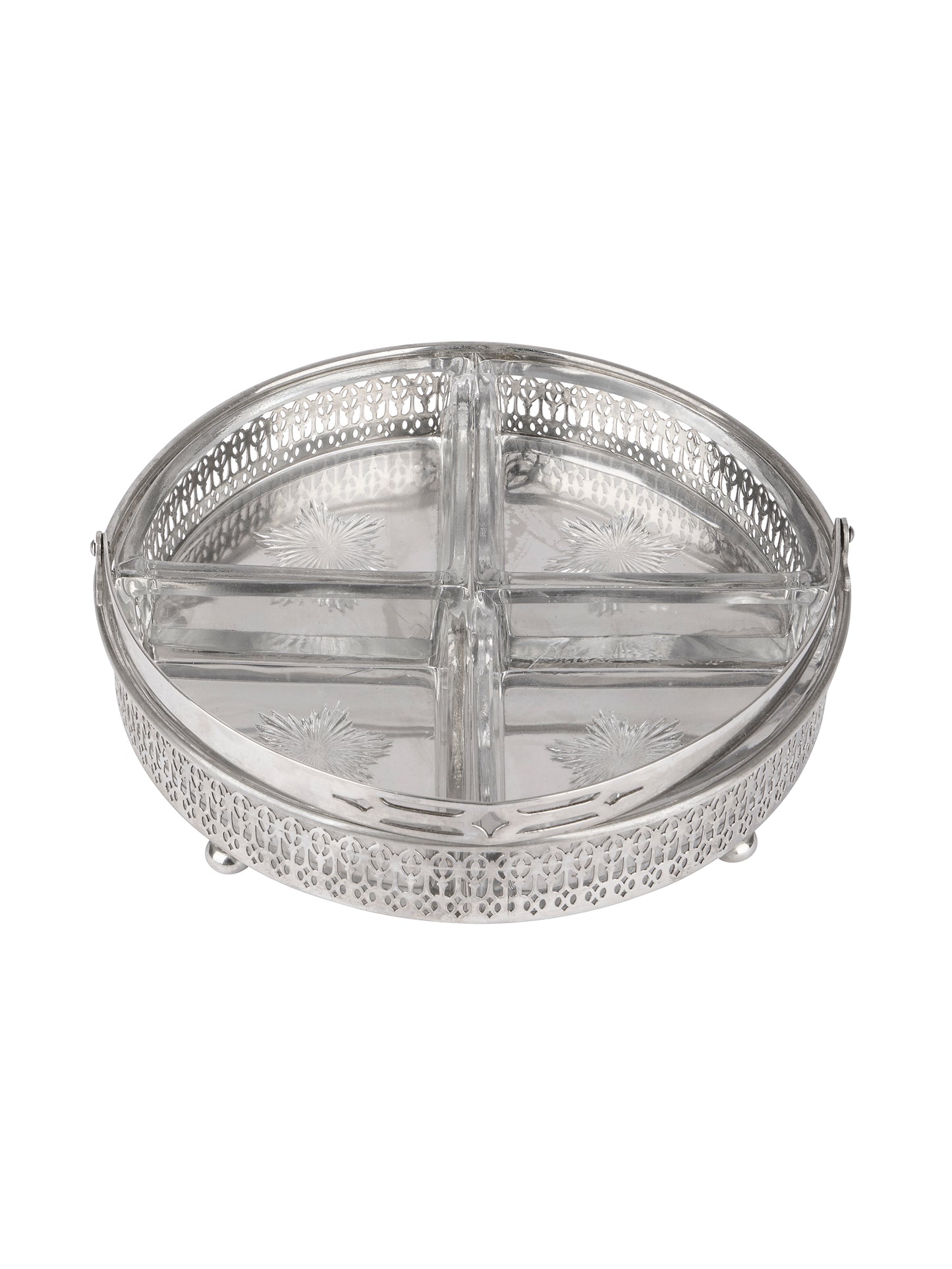 Vintage 1940s Glass and Silver Plate Crudite Tray | Table Service ...