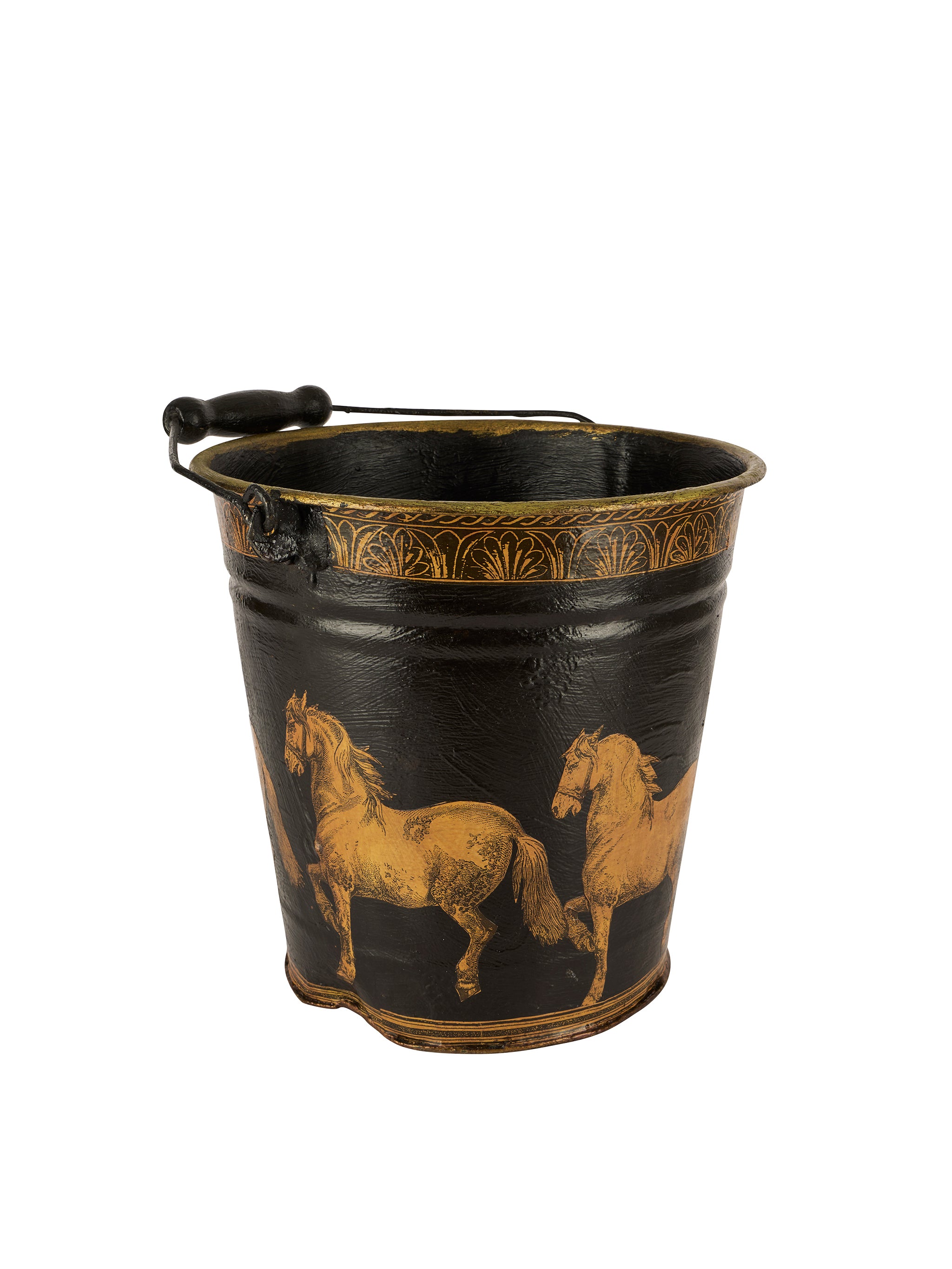 Vintage English Decoupage Black Horse Bucket| Baskets & Buckets ...