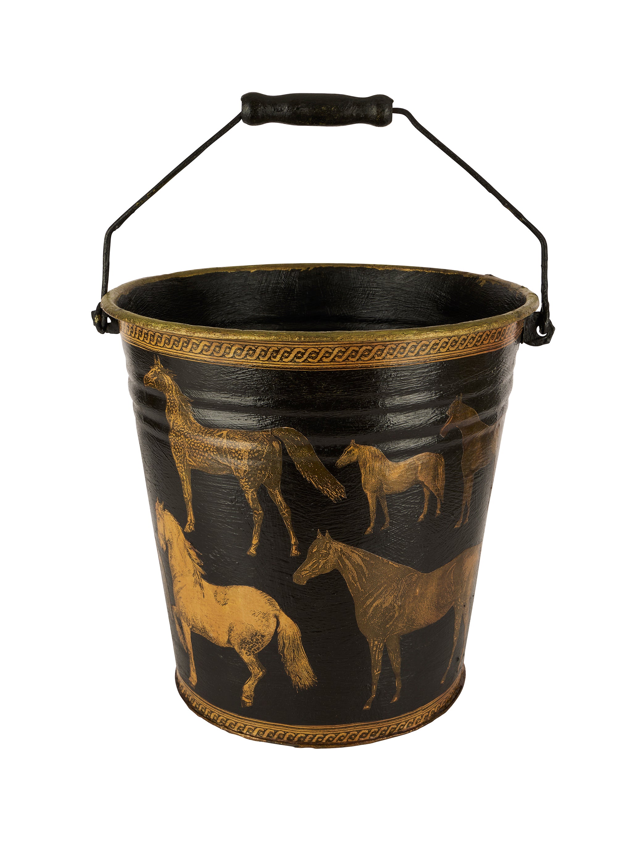 Vintage English Decoupage Black Horse Bucket| Baskets & Buckets ...