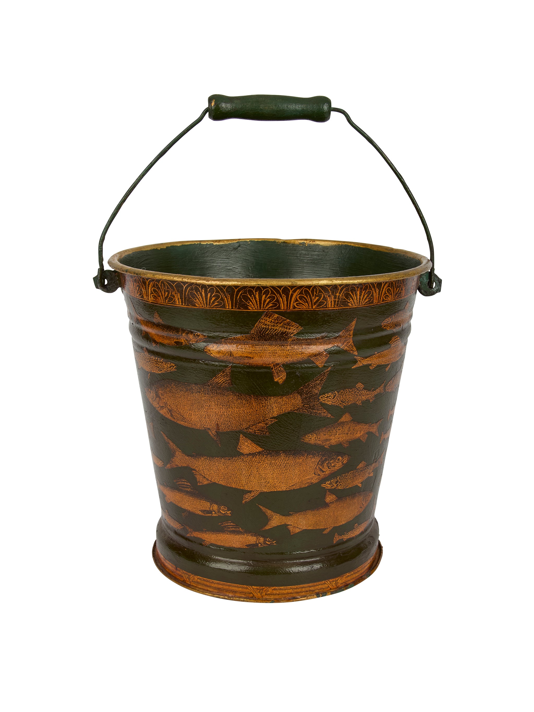 Shop the Vintage English Decoupage Green Fish Bucket at Weston Table