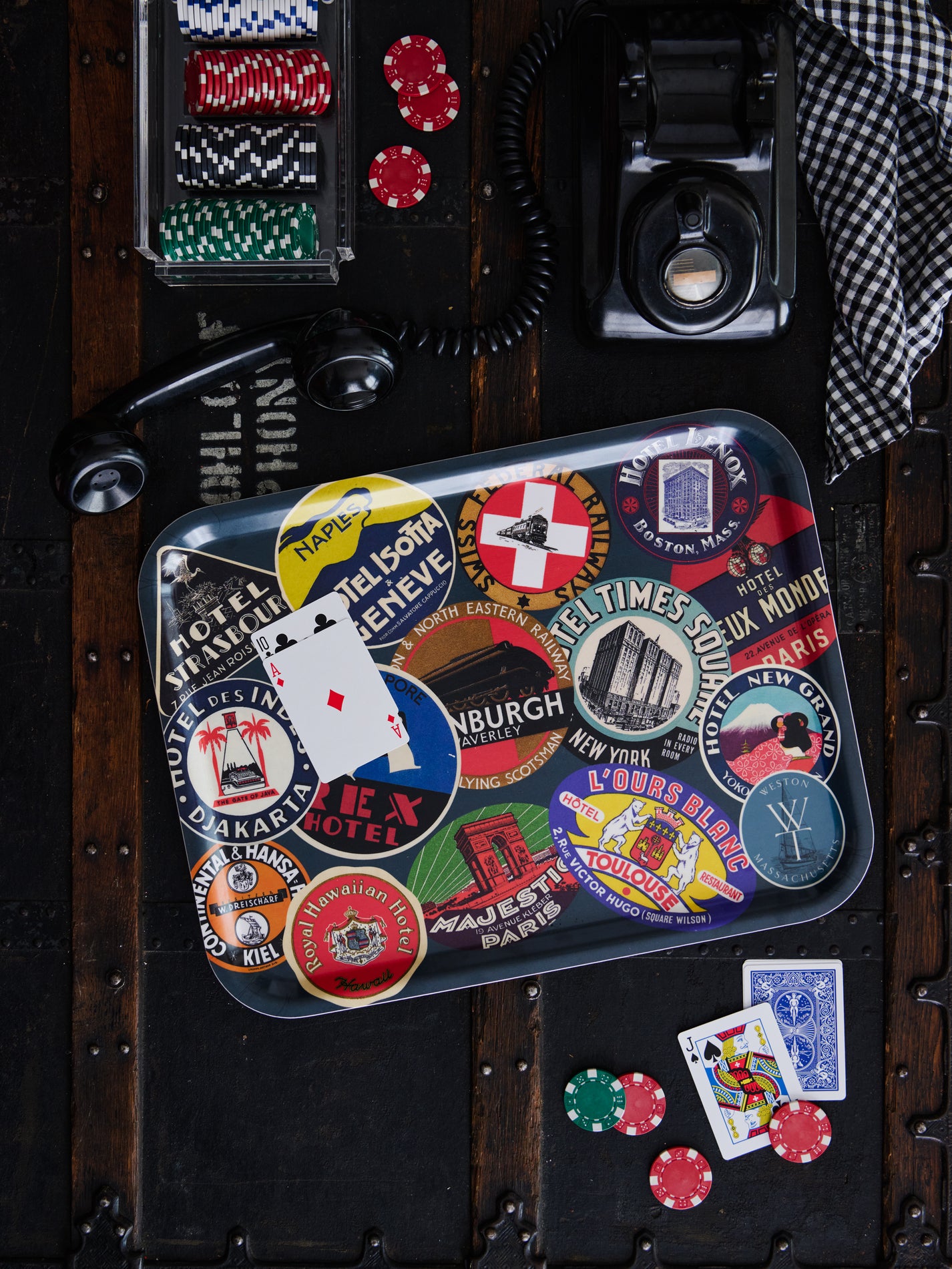 Vintage Travel Stickers Birch Tray | Platters & Serving Trays | Weston ...